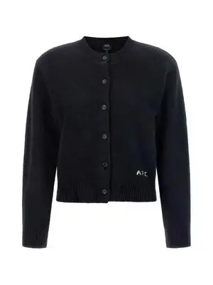 A.p.c. Short Embroidered Wool Cardigan - Blue