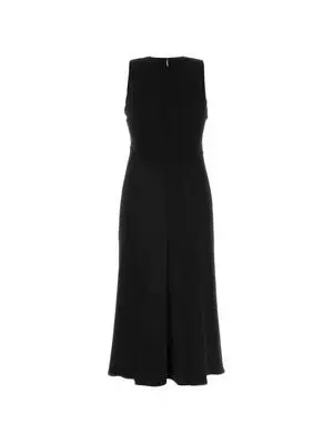 Calvin Klein Crepe V-neck Midi Dress - Black