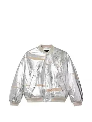 PURPLE BRAND Metallic-effect Leather Bomber Jacket