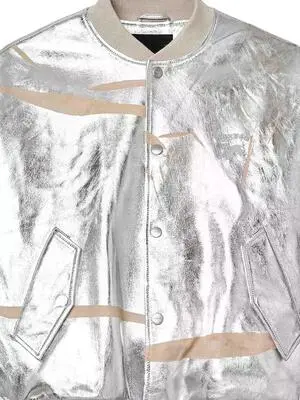 PURPLE BRAND Metallic-effect Leather Bomber Jacket - Silver