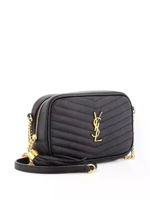 Saint Laurent Lou Camera Bag Matelasse Chevron Leather Mini Crossbody Bag - Black