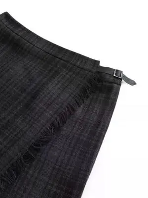 Woolrich Checked Frayed-edge Midi Skirt