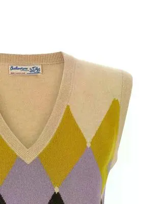 BALLANTYNE Diamond Argyle V-neck Jumper