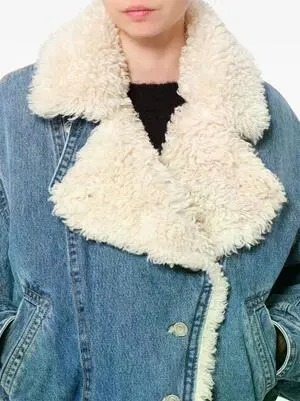 Isabel Marant Étoile Valineo Denim Jacket With Curly Faux-fur Collar - Blue