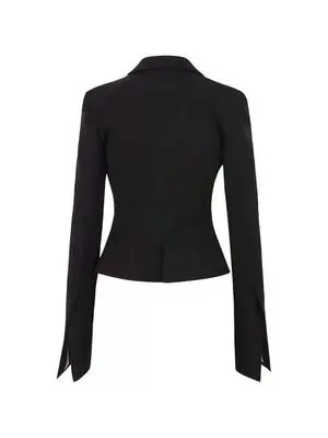SSHEENA Pointed-lapel Split-sleeve Blazer - Black