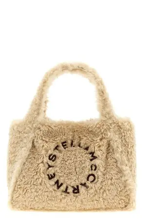 Stella McCartney Shearling Logo Shopping Bag - Beige