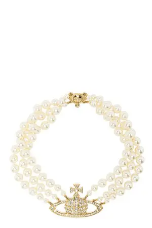 VIVIENNE WESTWOOD Three Row Pearl Bas Relief' Choker - Gold