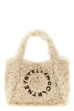 Stella McCartney Shearling Logo Shopping Bag - Beige