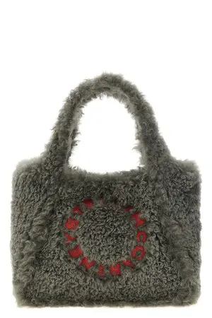 Stella McCartney Shearling Logo Shopping Bag - Gray