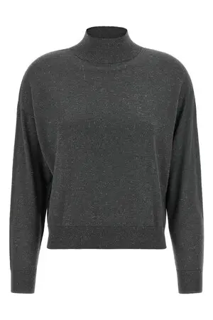 Peserico Lamé Thread Turtleneck Sweater - Gray