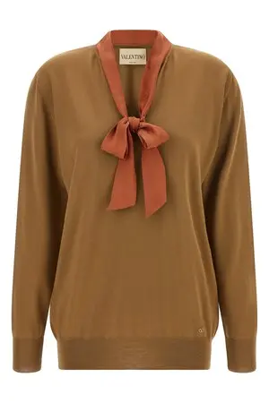 Valentino Garavani Lavallière Collar Sweater - Brown