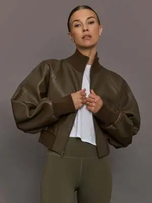 Norma Kamali Cropped Turtle Bomber Jacket