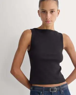 Everlane Effortless Rib Boatneck Tank Top - Black