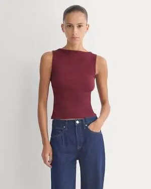 Everlane Effortless Rib Boatneck Tank Top - Cabernet