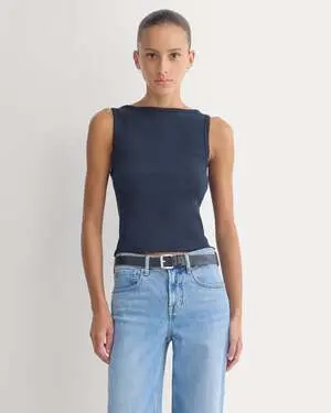 Everlane Effortless Rib Boatneck Tank Top - Navy