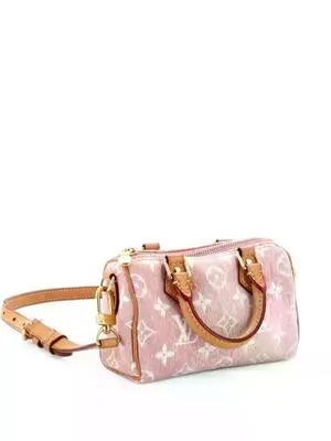 LOUIS VUITTON Speedy Bandouliere Nm Bag Monogram Jacquard Denim Nano Crossbody Bag - Pink