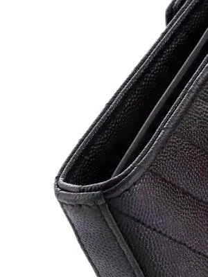 Saint Laurent Classic Monogram Wallet On Chain Matelasse Chevron Leather Medium Crossbody Bag - Black