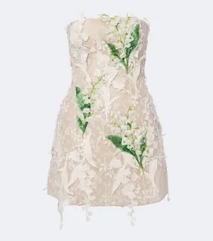 LEO LIN Roselle Embellished Lace Bustier Dress - White