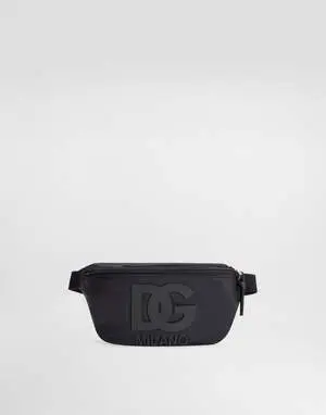 Dolce & Gabbana Nylon Waist Bag With Dg Rubber Patch - Black