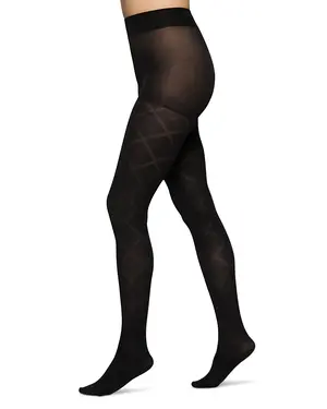 Hue Textured Diamond Tights - Black