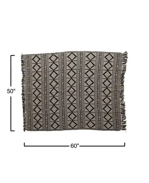 OLIVE GROVE Soft Cotton Blend Throw With Diamond Pattern