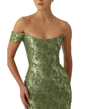 SAU LEE Jackson Cotton Blend Brocade Gown