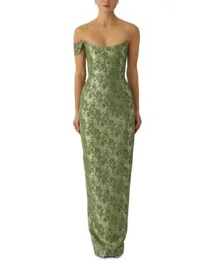 SAU LEE Jackson Cotton Blend Brocade Gown