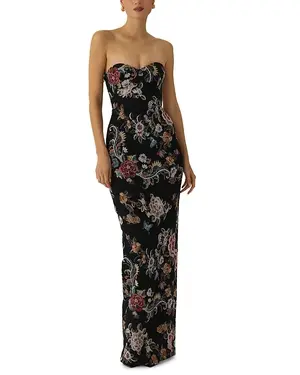 SAU LEE Strapless Corset Gown