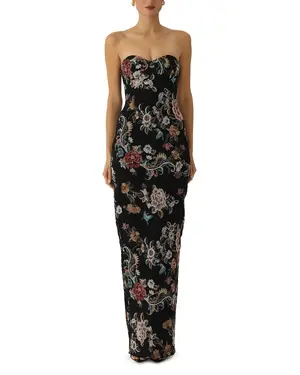 SAU LEE Strapless Corset Gown