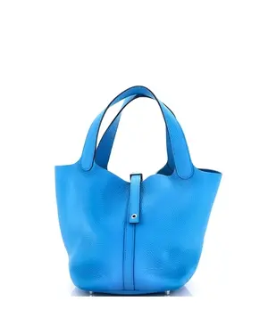 Hermès Mm Picotin Lock Bag Clemence - Blue