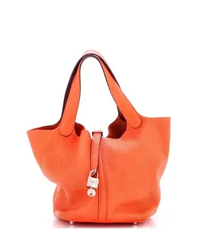 Hermès Mm Eclat Picotin Lock Bag Clemence - Orange