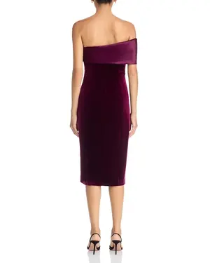 Eliza J Velvet One Shoulder Cocktail Dress
