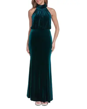 Eliza J Sleeveless Mock Neck Blouson Gown - Hunter