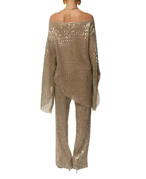 JLUXLABEL Sheer Glow Sequin Top