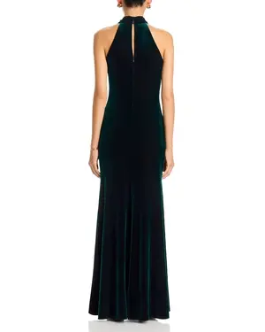 Aqua Velvet Knot Neck Sheath Dress Exclusive - Hunter