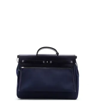 Hermès 39 Herbag Zip Leather And Toile - Blue