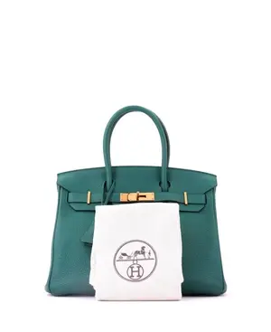 Hermès Birkin 30 Handbag Green Togo With Gold Hardware - Malachite