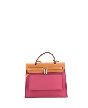 Hermès 31 Herbag Zip Leather And Toile - Pink