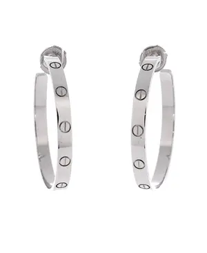CARTIER Large Love Hoop Earrings 18k Gold - White