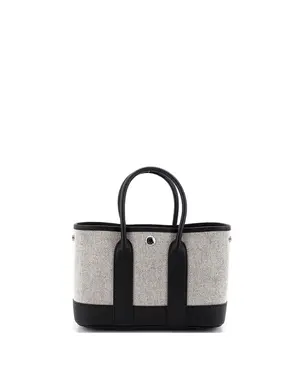 Hermès Neo Garden 23 Canvas & Leather Logo Engraved Hardware Tote - Black