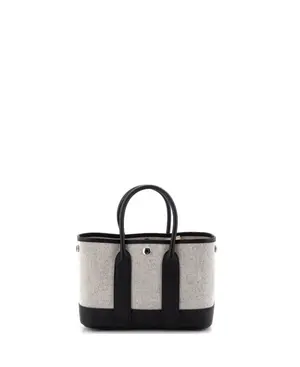 Hermès Neo Garden 23 Canvas & Leather Logo Engraved Hardware Tote - Black