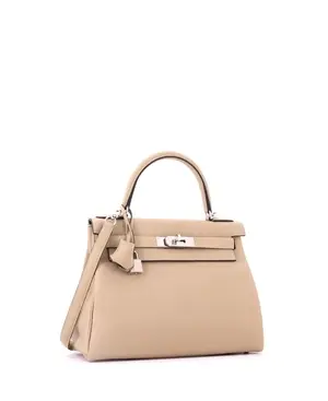 Hermès Kelly 28 Handbag Light Clemence With Palladium Hardware - Trench