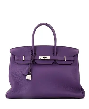 Hermès Birkin 35 Clemence Leather Palladium Hardware Satchel - Ultraviolet
