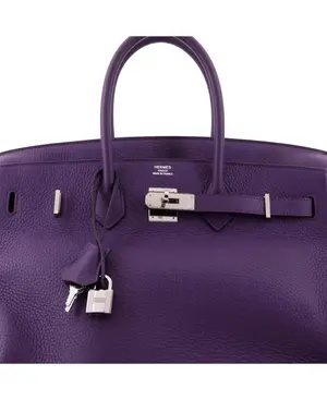 Hermès Birkin 35 Clemence Leather Palladium Hardware Satchel - Ultraviolet