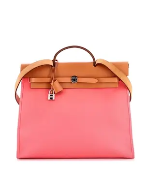 Hermès 39 Herbag Zip Leather And Toile - Pink
