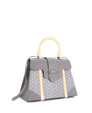 Goyard Mm Saigon Top Handle Bag Coated Canvas With Leather