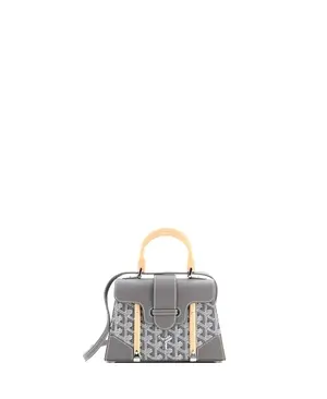 Goyard Structured Saigon Top Handle Bag Coated Canvas With Leather - Gray