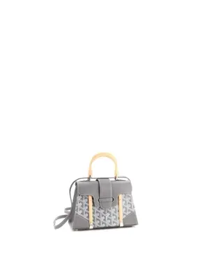Goyard Structured Saigon Top Handle Bag Coated Canvas With Leather - Gray