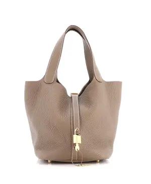 Hermès Mm Picotin Lock Bag Clemence - Gray
