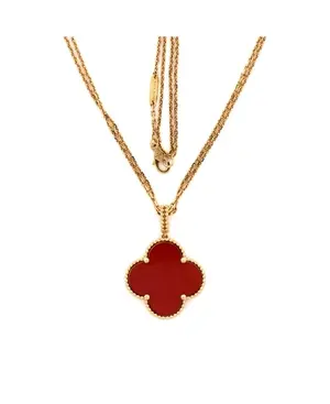 VAN CLEEF & ARPELS Magic Alhambra Pendant Long Necklace 18k And Carnelian, 35.5